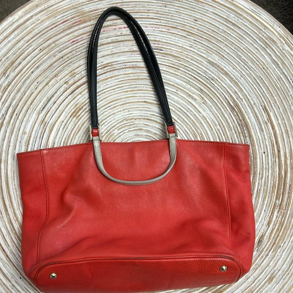 Furla | Bags | Furla Red Leather Tote Bag In Some Rubs On Bottom Of The ...